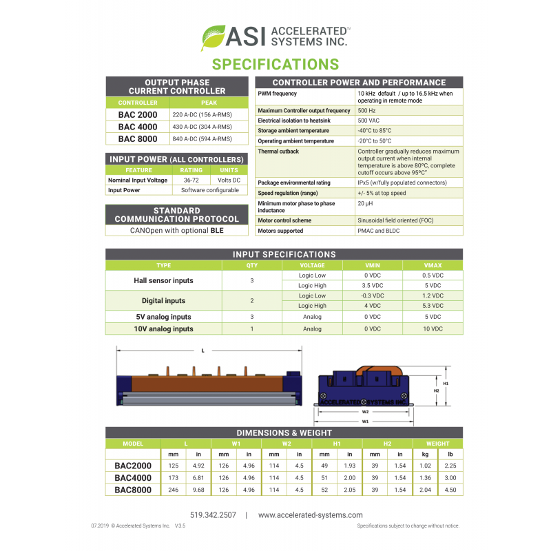 ASI BAC 8000 Controller for Electric Vehicles